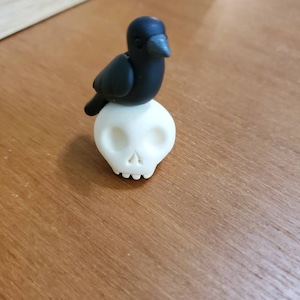 Mini Polymer Clay Crow Sitting on a Skull - Etsy