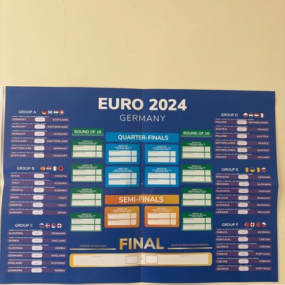 Euro Football Tournament Wallchart 2024 Poster PDF Document digital File Download Print at Home ...