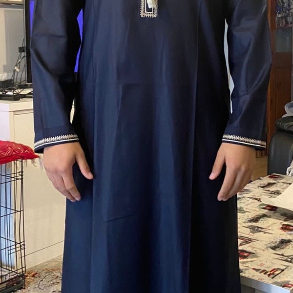 Men’s Navy Blue Omani Thobe Jubbah - Etsy UK