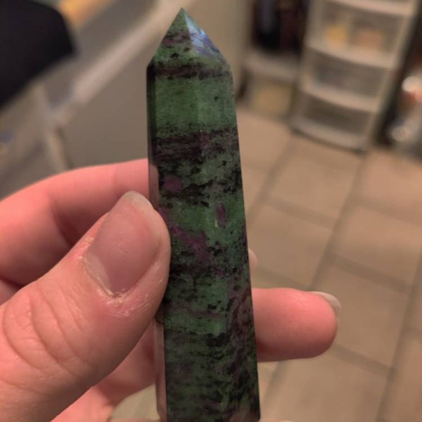 Ruby Zoisite Tower, Polished Ruby Zoisite Point, Anyolite Self-standing Tower, Crystal Healing ...