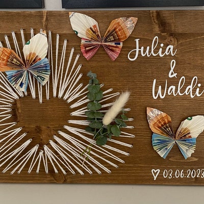 Hochzeitsgeschenk Holz Fadenbild Nagelbild Herz personalisiert - Etsy.de