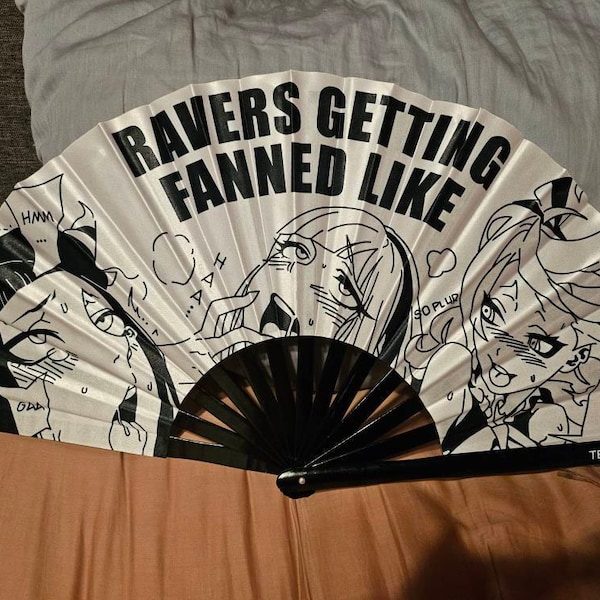 Disco Ball Rave Fan- Rave Fan- Rave Fan Holster- Festival Fan- Bamboo ...