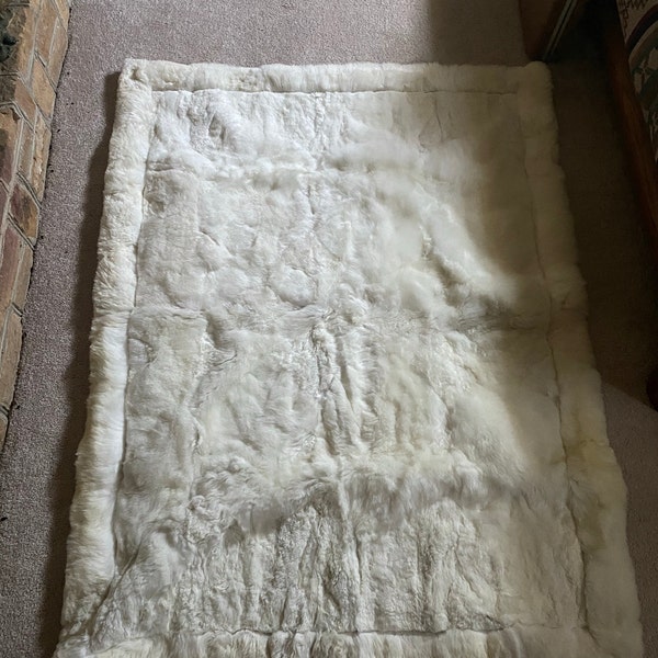 Baby Alpaca Fur Rug White Plain Design. Handmade in Peru. - Etsy