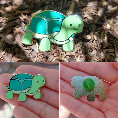 Turtle Pin Cute Lapel Hard Enamel Pin Art by Lumicloud - Etsy