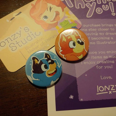 Bluey Inspired Button Badges Ionzy's Studio - Etsy