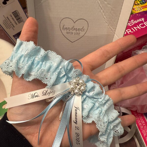 Rainbow Multicoloured Garter With Personalised Ribbons, Slim Bridal ...