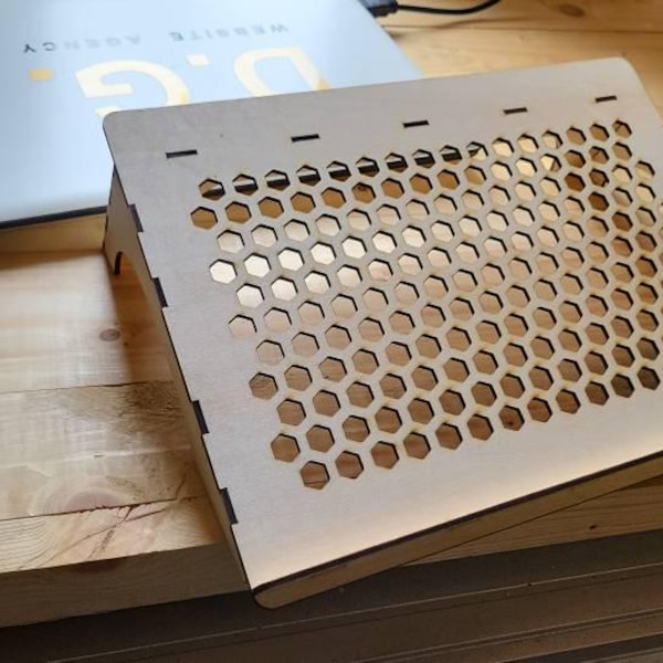 Laser Cut Laptop Stand With Ventilation Holes - Ergonomic and ...