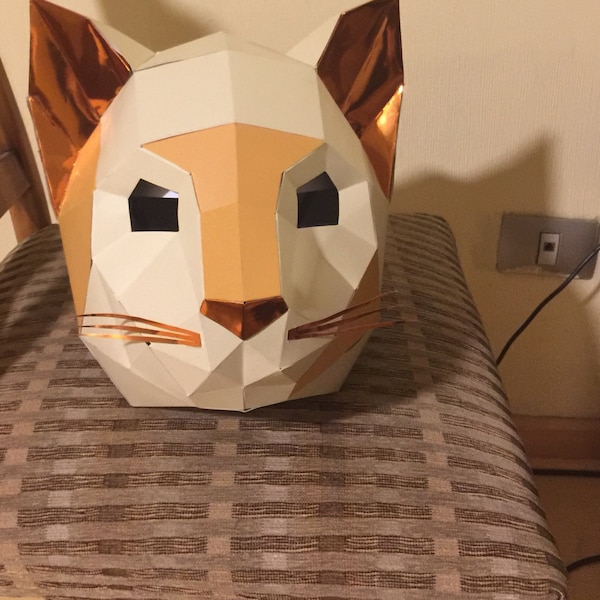 Cat Mask, Papercraft Mask, DIY Animal Head, Instant Pdf Download, Paper ...