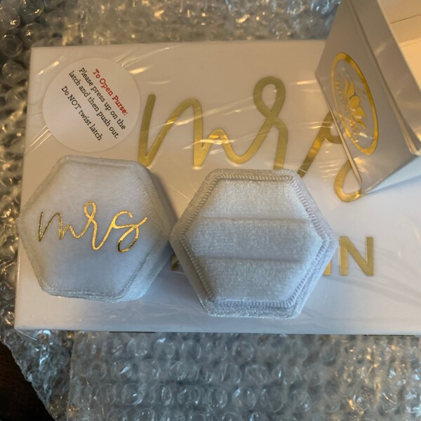 Wedding Ring Box Mrs Ring Box Engagement Ring Box Hexagon Velvet Ring ...