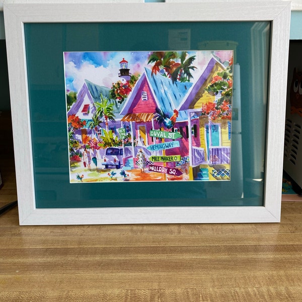 Key West Art Print, Key West Painting, Key West Canvas Art, Hemingway ...
