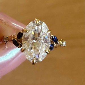 2 Carat Oval Lab Grown Hidden Halo Engagement Ring / Oval CVD Diamond VS1 F IGI / Yellow Gold ...