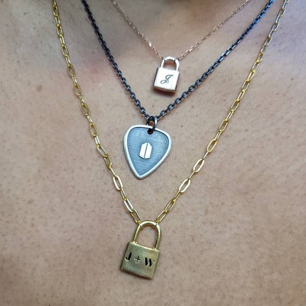 Initial Padlock Necklace by Caitlyn Minimalist • Custom Lock Letter ...