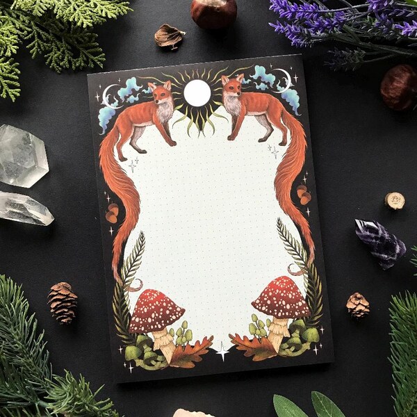 Note Pad A5 50 Sheets Mushroom and Moth Witch Paper Pixie Cold Design ...