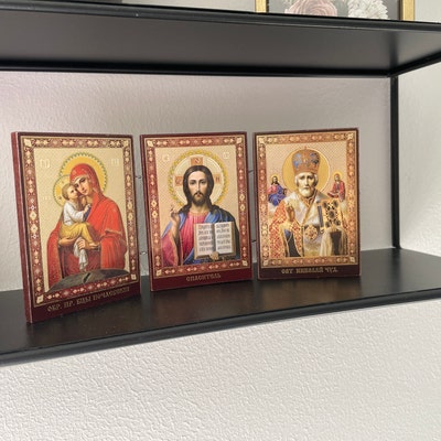 Travel Folding Icon Catholic Orthodox Virgin Mary and St.nicholas - Etsy