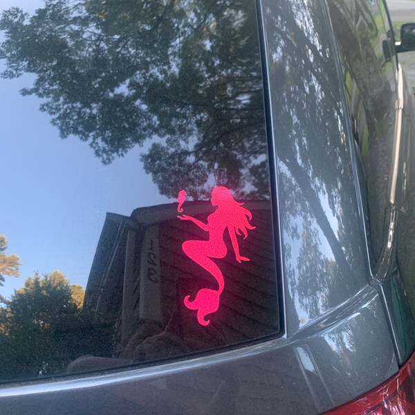 Mermaid With Seahorse Car Window Decal - Etsy