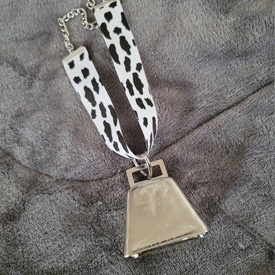 Cow Print Ribbon and Cowbell Collar - Etsy