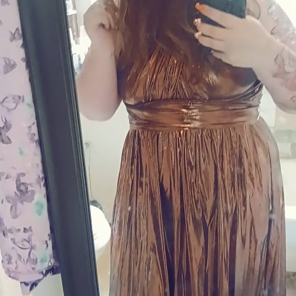 COPPER METALLIC Goddess Bridesmaid Dress/ Maxi Dress Metallic ...