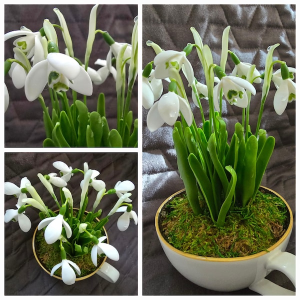 Snowdrops Real Touch Flowers Polymer Clay Artificial Snowdrop Flower ...