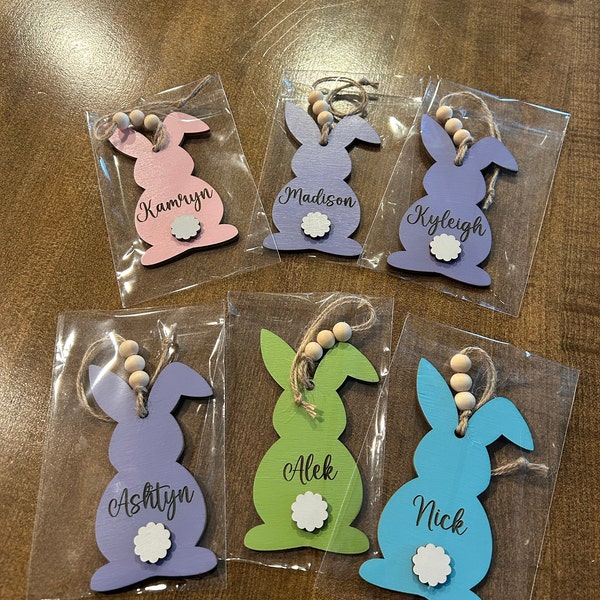 Personalized Easter Bunny Basket Tag | Custom Basket Tag | Wooden Gift ...