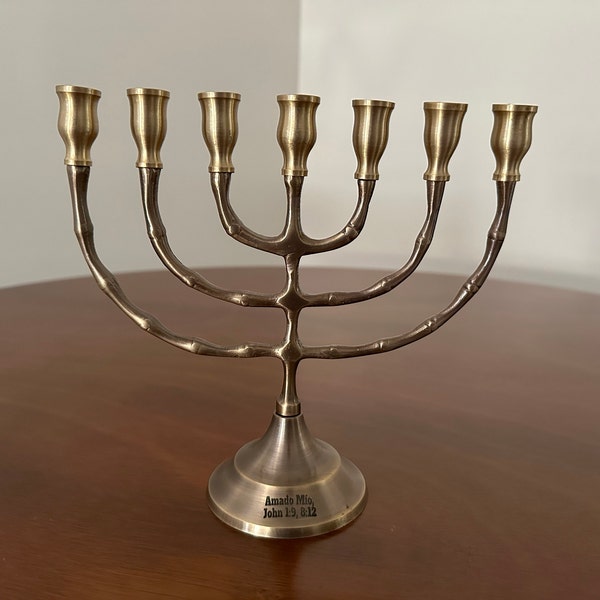 Custom Engraved Antique Copper SEVEN BRANCH MENORAH Classic Shape 8 ...