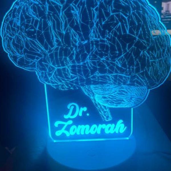 Brain Personalized LED Night Light, RC, Perfect for Students, Science ...