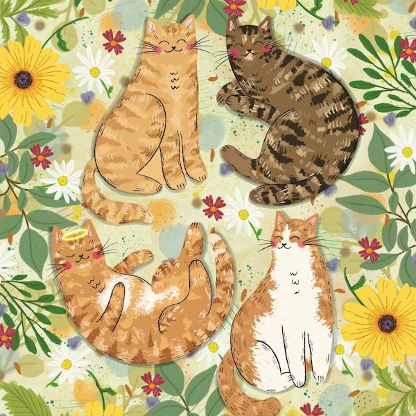 Custom Cat Print / Personalized Cat Portrait / Custom Cat Illustration ...