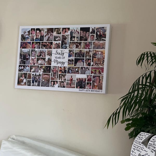 50th Birthday Custom Picture Photo Display Board Number Collage Framed ...