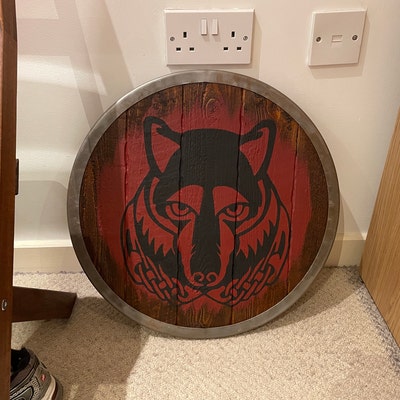 Steel, Wood and Leather Skyrim Solitude Hold Shield Replica Norse ...