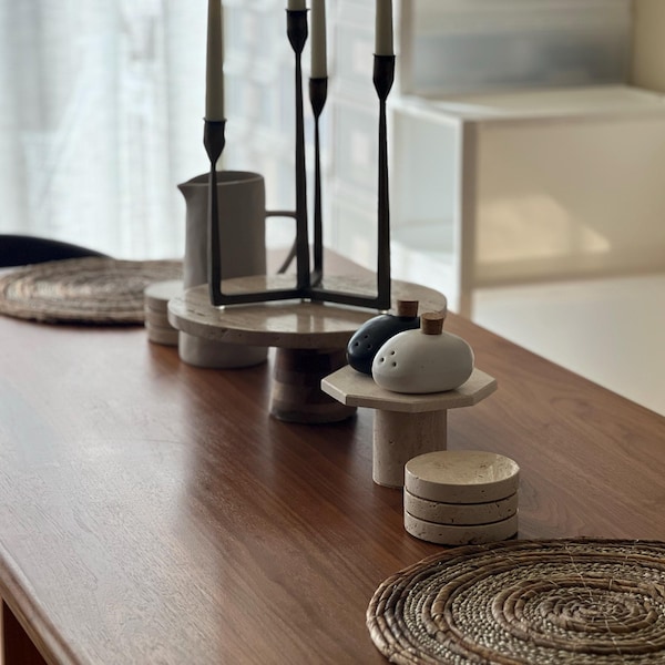 TRAVERTINE STAND, Natural Stone Stand, OCTAGON Table Decor, Living Room ...