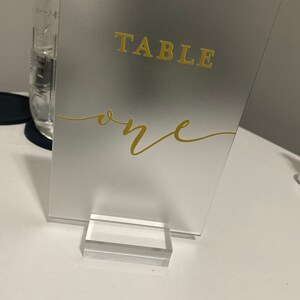 FROSTED Glass Look Acrylic Table Number Sign With Stands | Etsy