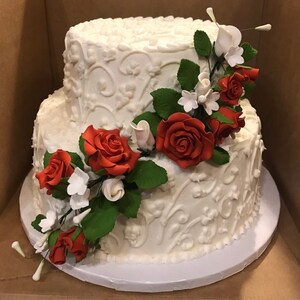 Red Rose Gum Paste Flower Spray for Weddings and Cake Decorating - Etsy