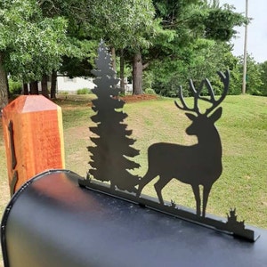 Deer With Pine Tree Mailbox Topper / Sign Hardware Included Buck - Etsy
