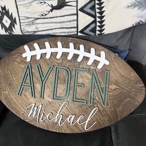 Football Name Sign 18-36 Diameter Round Sign Child Baby Name Football ...
