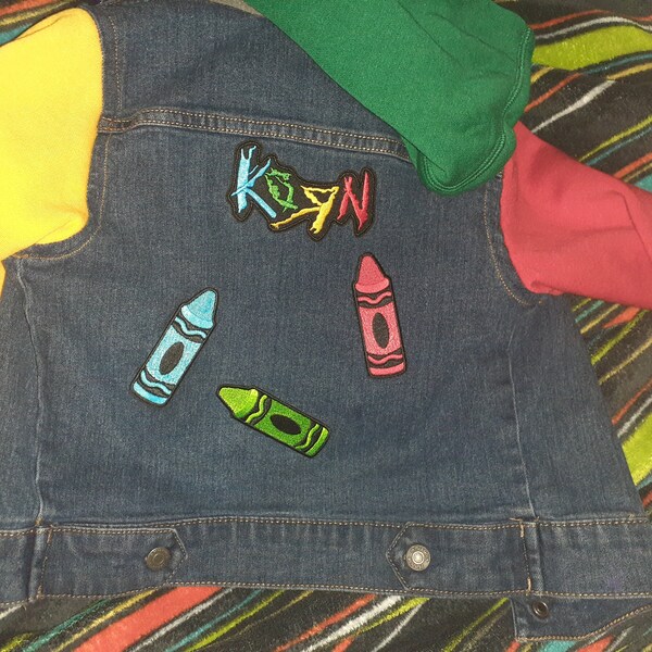 Crayon Embroidered Patches - Kid's Backpack Patch - Etsy