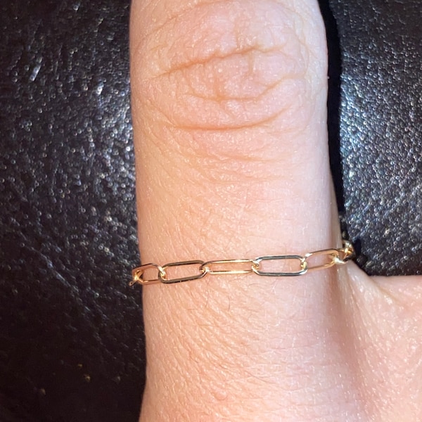 Chain Ring / Flat Bar Link Chain Eternity Band Ring / Gold Rings ...