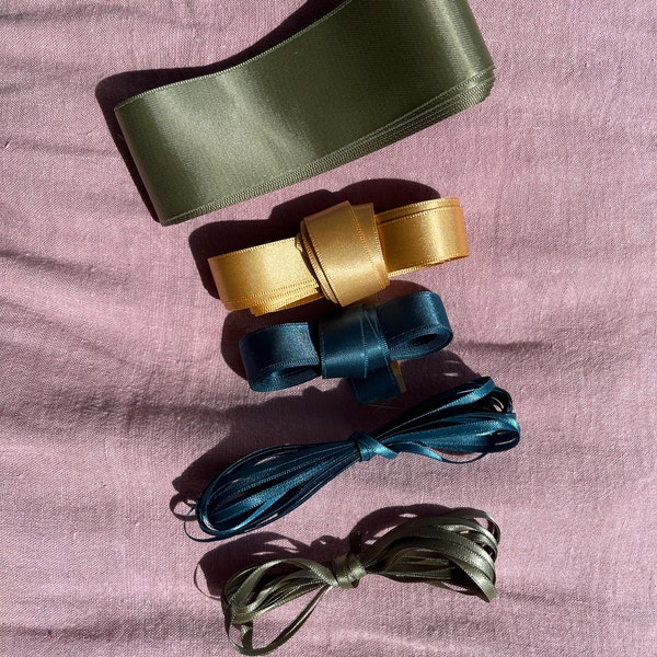 Olive Green Double Satin Ribbon in 7 Widths, Wedding Sash, Hair and ...