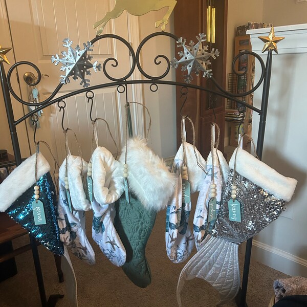 Personalized Beach Theme Stocking Name Tags // Coastal Christmas ...