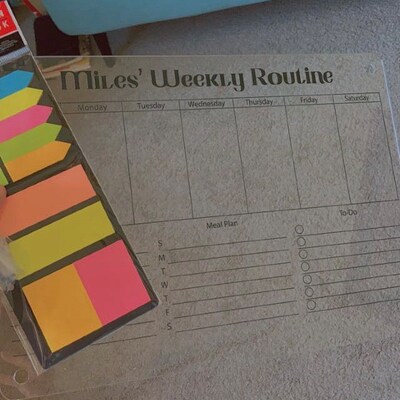 Personalized Chore Chart With Weekly Calendar Acrylic Weekly Wall ...