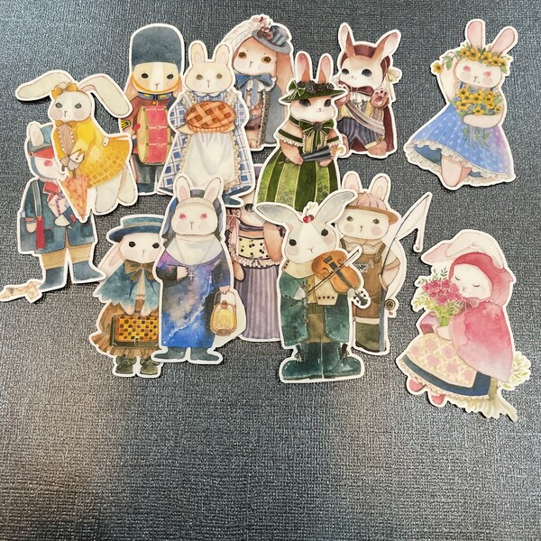 Rabbit Sticker Pack, Bunny Tales Series B Stickers Set, Animals Die-cut ...