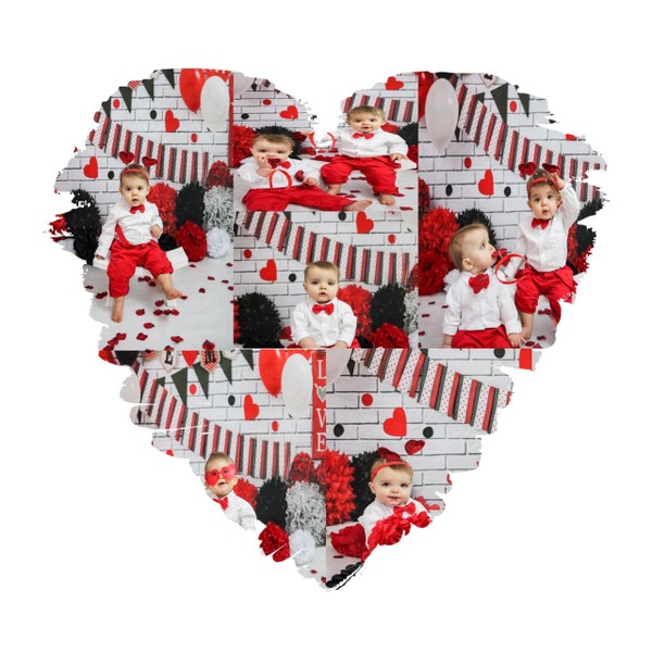 Heart Collage Template, Instantly Editable, Heart Photo Collage ...