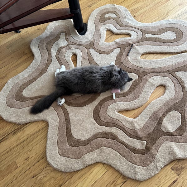 Solid Rug Bean Shaped Kidney Shaped Hand Tufted Large Area Rug Ivory ...