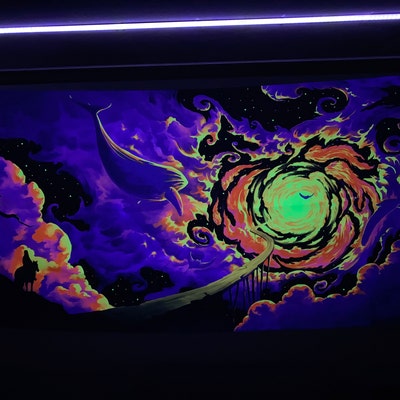 Trippy Tapestry Marijuana Skull V2 Colorful UV Backdrop - Etsy