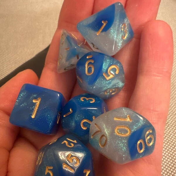 Dnd Dice Set / White Jade Pearl Marble Swirl Polyhedral Dice / D&D Dice ...