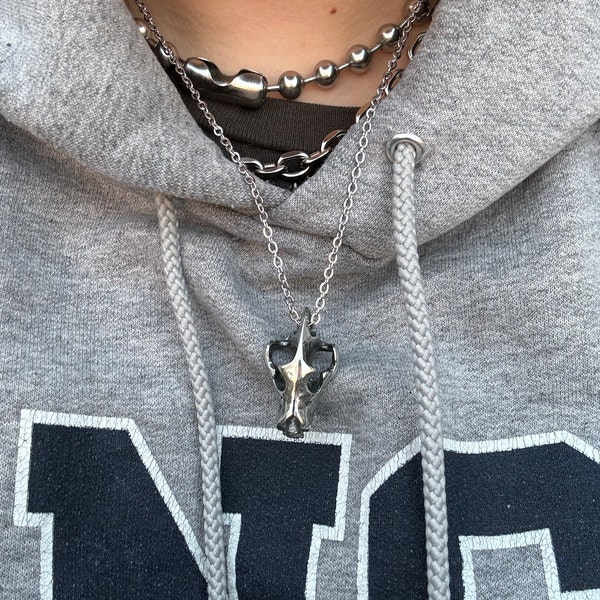 Hyena Skull Necklace, Carnivore Animal Head Pendant Jewelry in Pewter ...