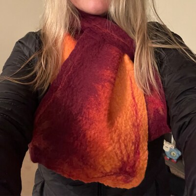 Felt Scarf Felted Scarf Felted Wool Scarf 'forest' Long Slim Scarf ...