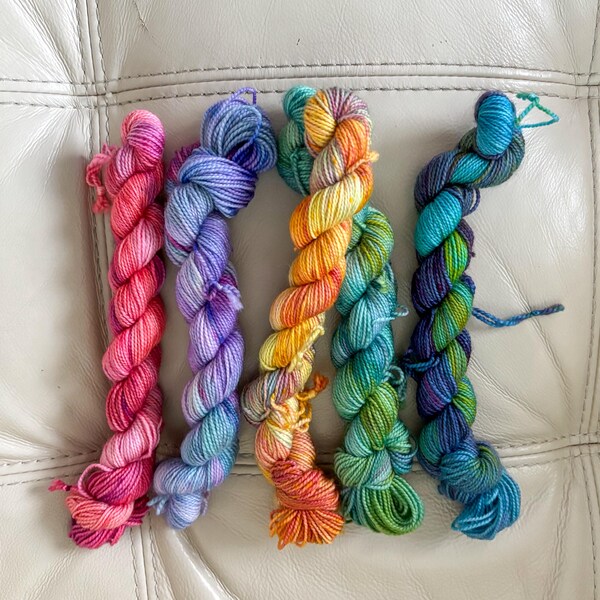 Mystery Sock Mini Set | Set of 5 Hand Dyed Mini Sock Skeins 20g Each ...