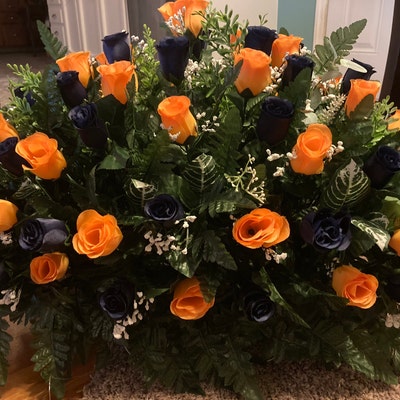 17 Faux Navy Blue Carnation Bush 14 Heads Long Stems - Etsy