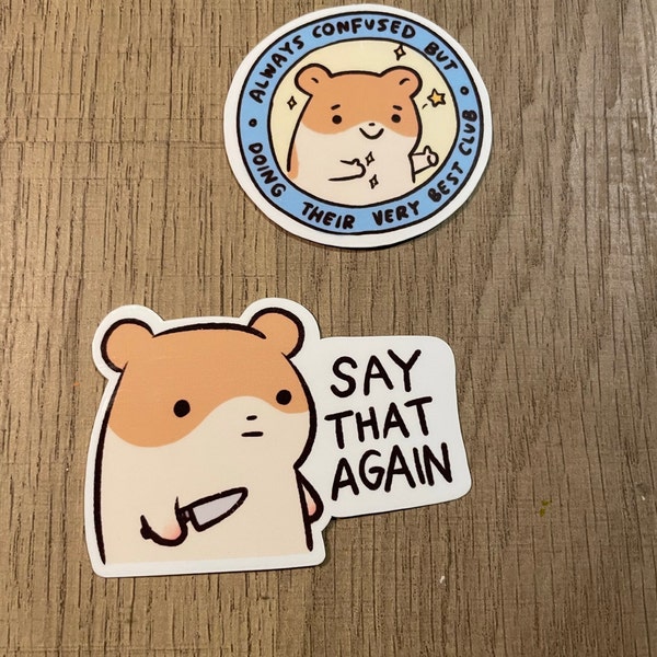 Hamster With Knife Sticker Funny Meme Sticker Cute Laptop Sticker Gifts ...