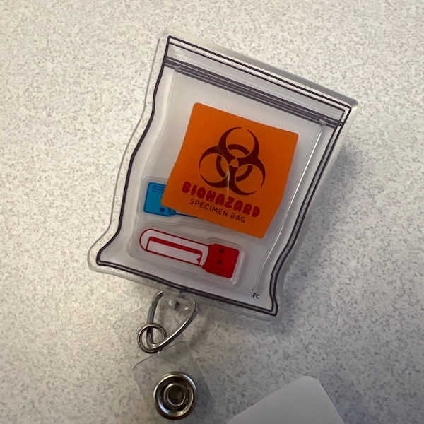 Blood Tubes Biohazard Acrylic Shaker Badge Reel for Nurses, Nursing ...