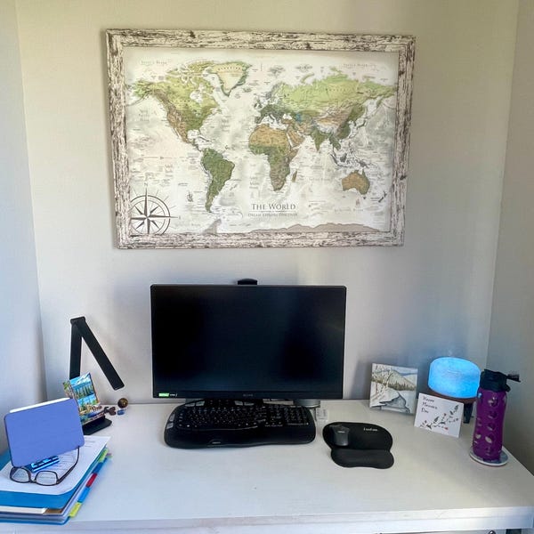 Nautilus World Map Push Pin, World Map Wall Art With USA National Parks ...